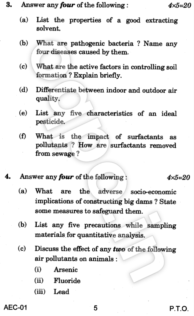 IGNOU AEC-01 : Environmental Chemistry Question Paper June, 2016