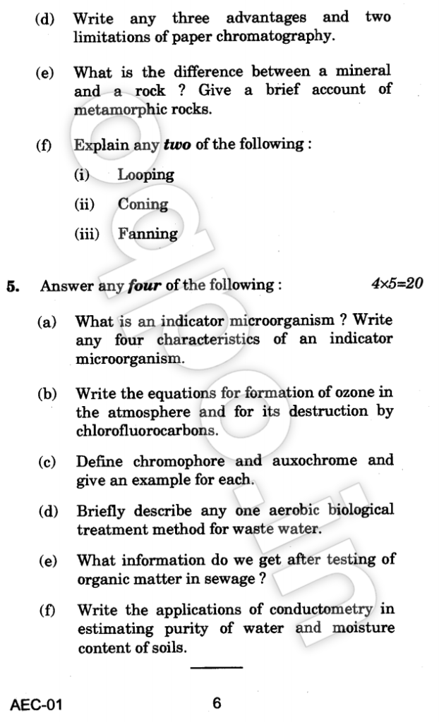 IGNOU AEC-01 : Environmental Chemistry Question Paper June, 2016